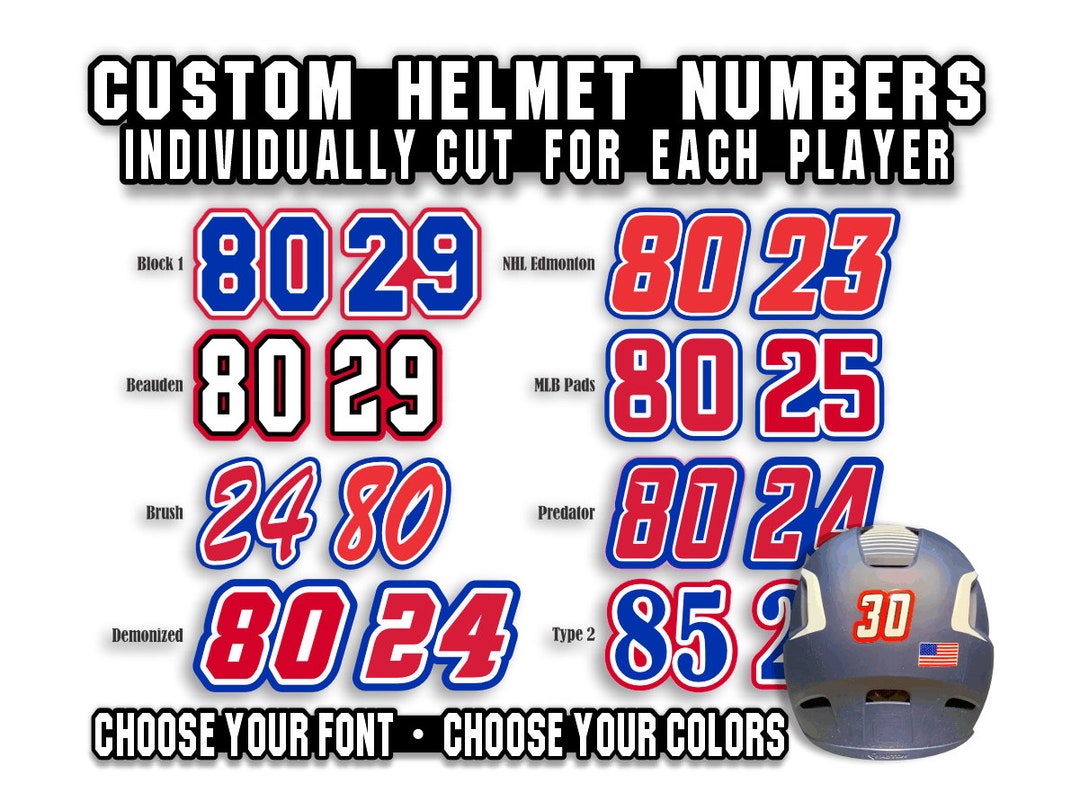 Custom 1 1/2 Inch Individual Helmet Numbers Dye Cut for Each Player ...