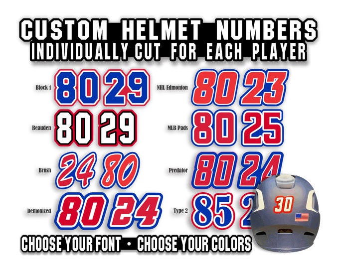 Helmet Decal Stickers, Helmet Number Decals for Baseball Softball Field ...