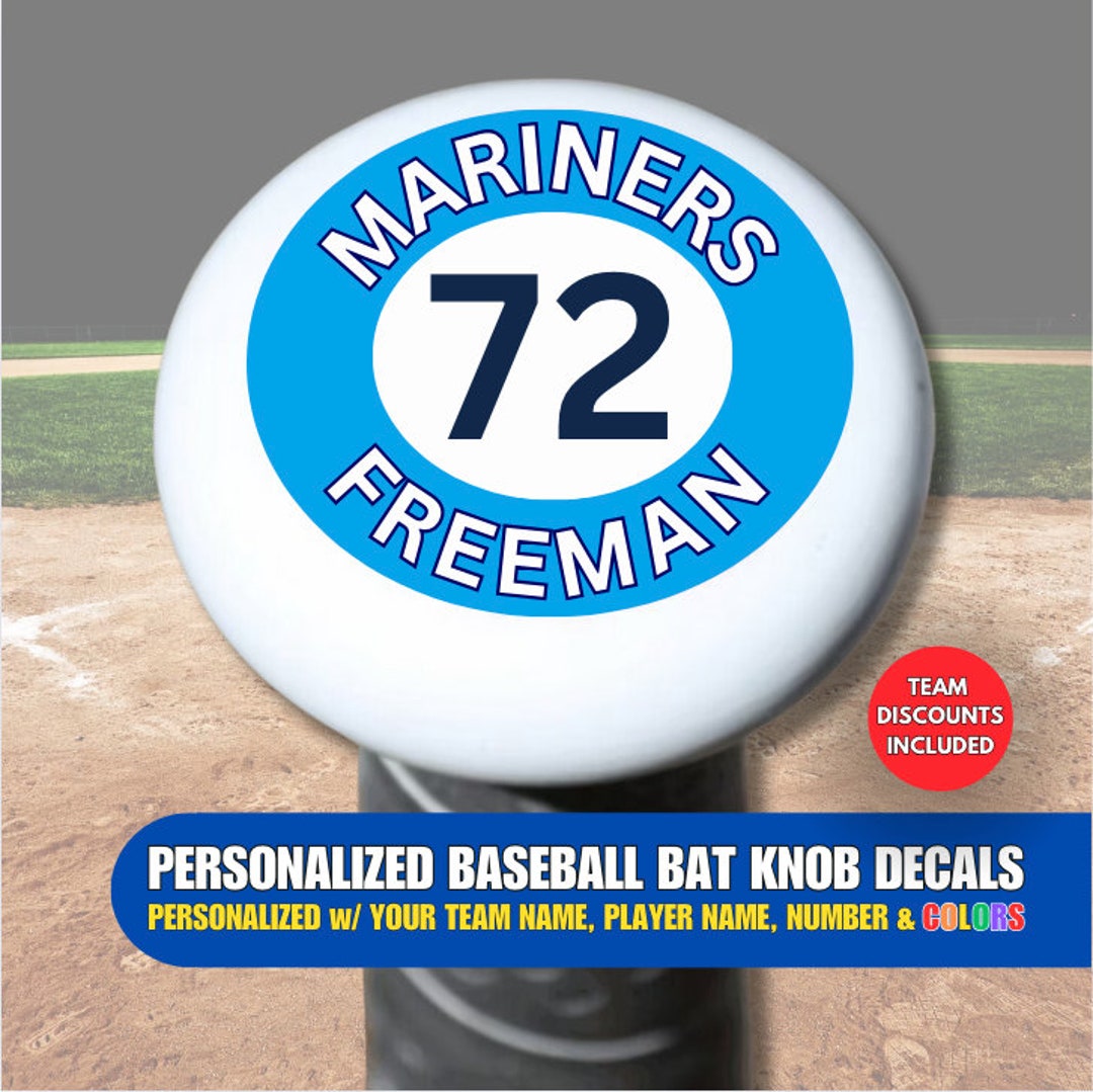 Personalized Baseball Bat Knob Decals, Choose Text, Number & Colors ...