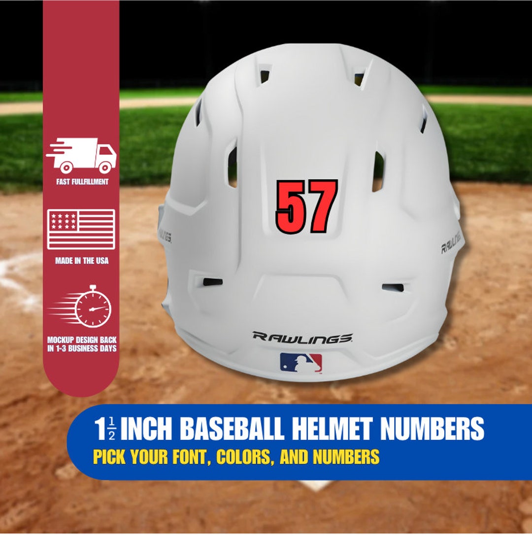 1 1/2 Inch Baseball Helmet Numbers, Baseball Gifts, Dye Cut, Tough ...