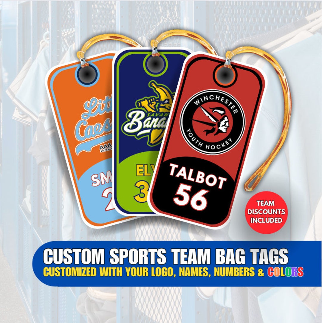 Custom Sports Team Bag Tag, Bag Tags for Football, Hockey, Baseball ...