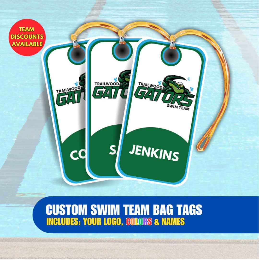 Custom Swim Team Bag Tags | Designed W/ Team Logo, Colors & Names ...