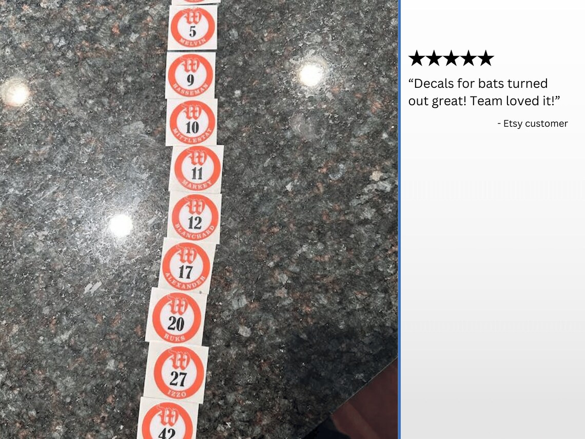 Personalized Baseball Bat Knob Decals, Choose Text, Number & Colors ...