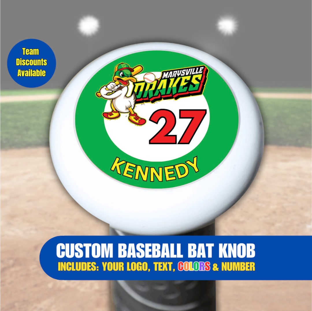 Custom Baseball Bat Knobs | Includes Your Logo, Text, Colors, and ...