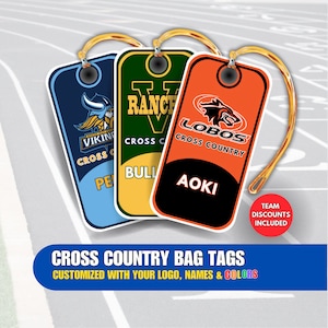 Custom Cross Country Team Bag Tags | Designed W/ Team Logo, Colors ...