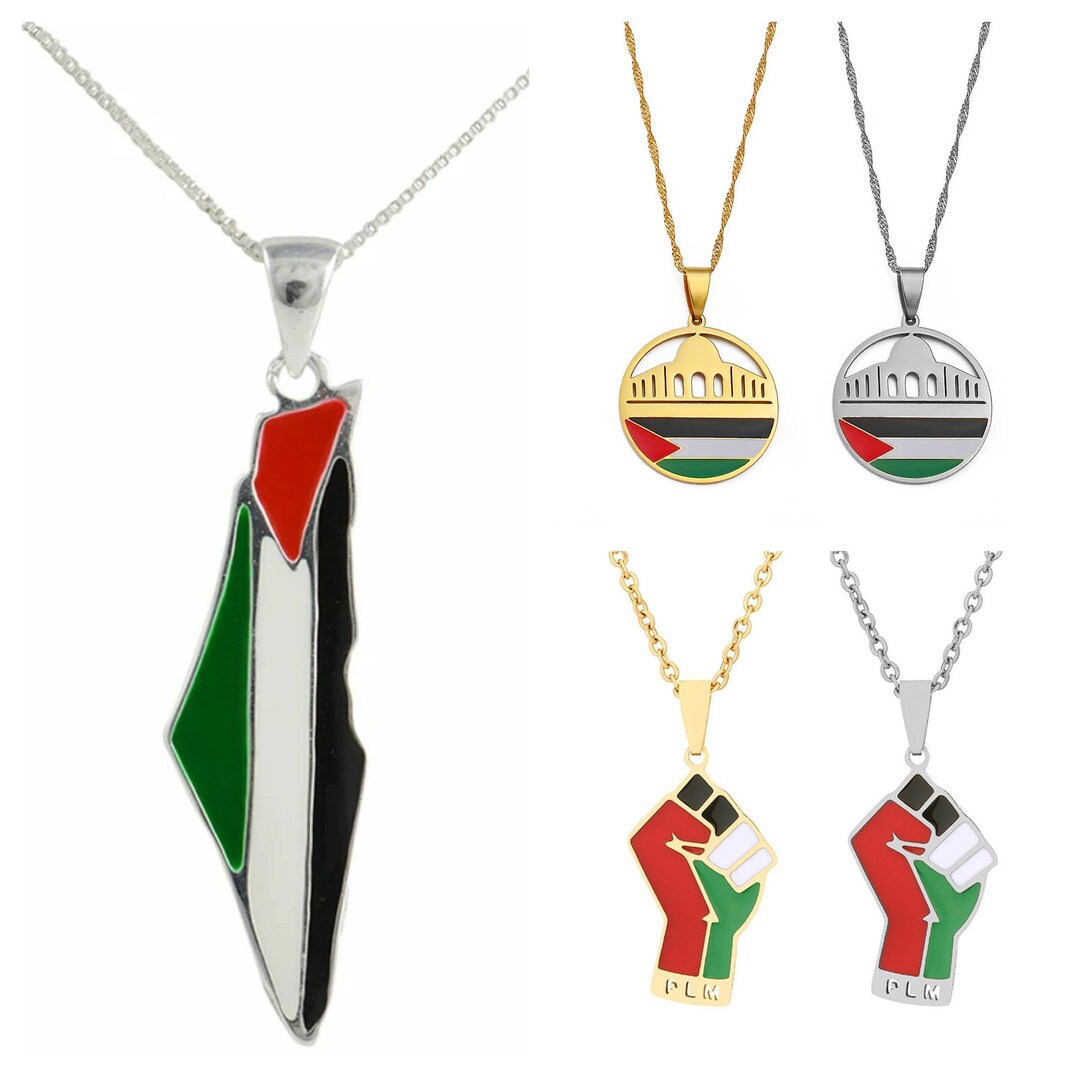 Palestine Flag Necklace | Beautiful Map of Gaza Palestine Chain ...