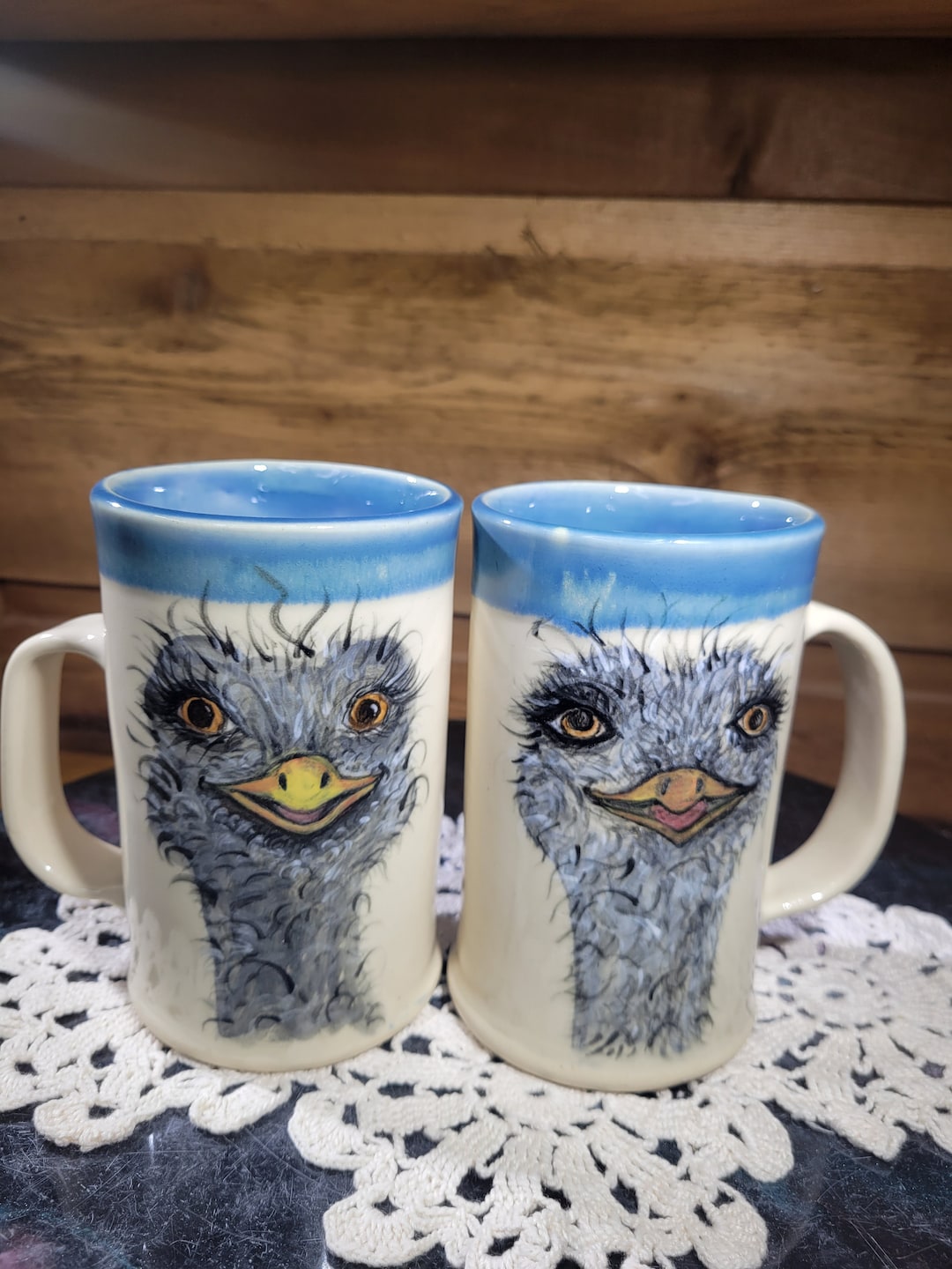 Whimsical Ostrich Pottery Mug Hand Painted - Etsy