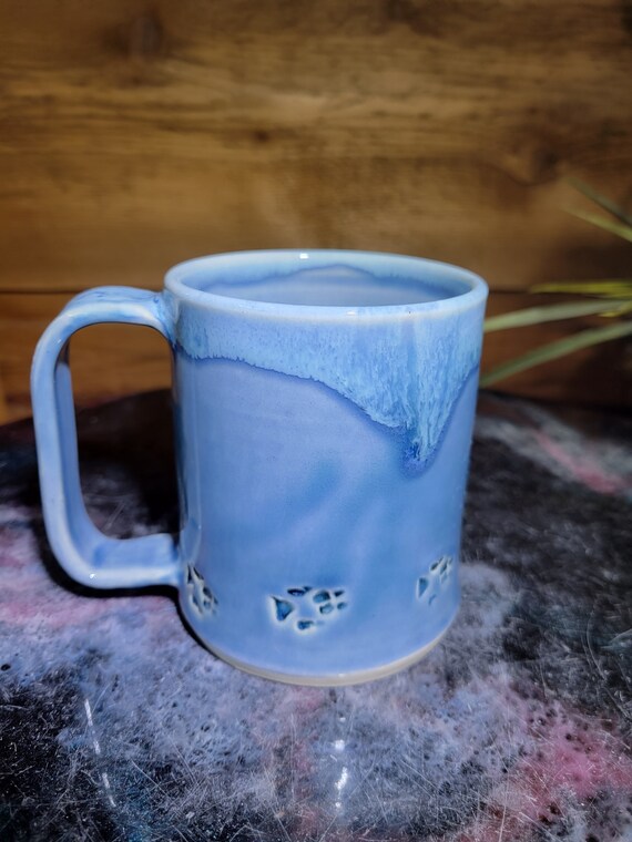Blue Wolf Foot Prints Pottery Mug - Etsy