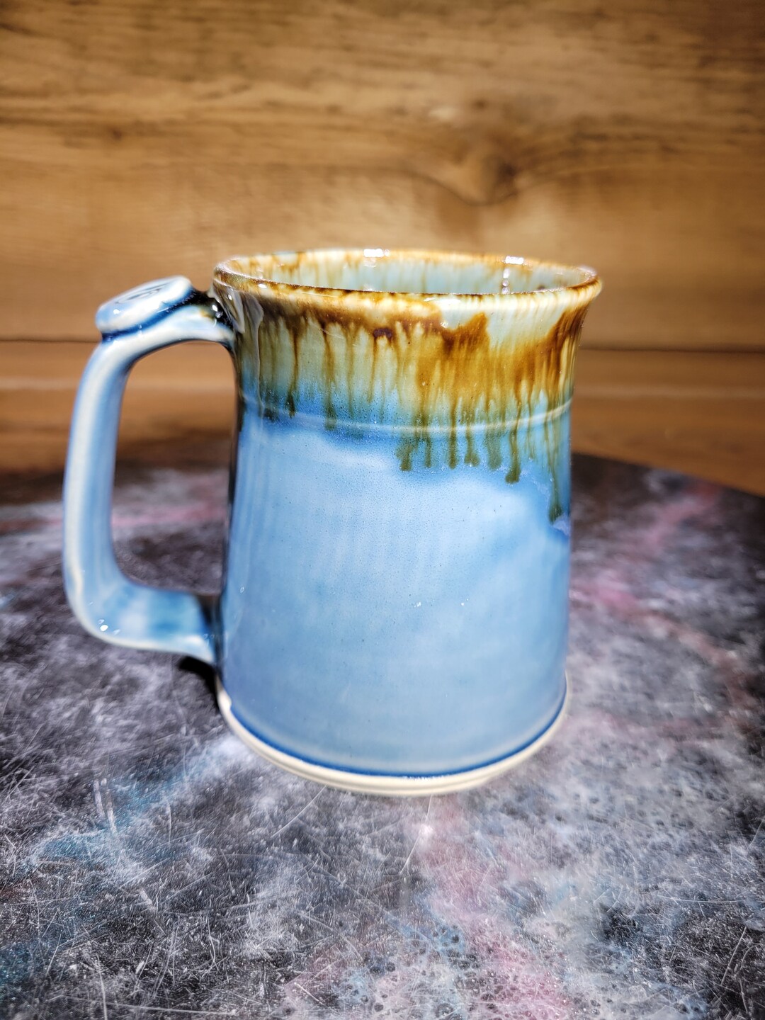 Blue Multi Colored Pottery Mug 12 Oz Swirl Thumb Print - Etsy