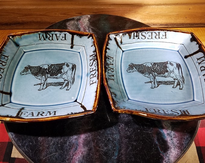 Farm Fresh Cow Plate/bowl Set of 2 - Etsy