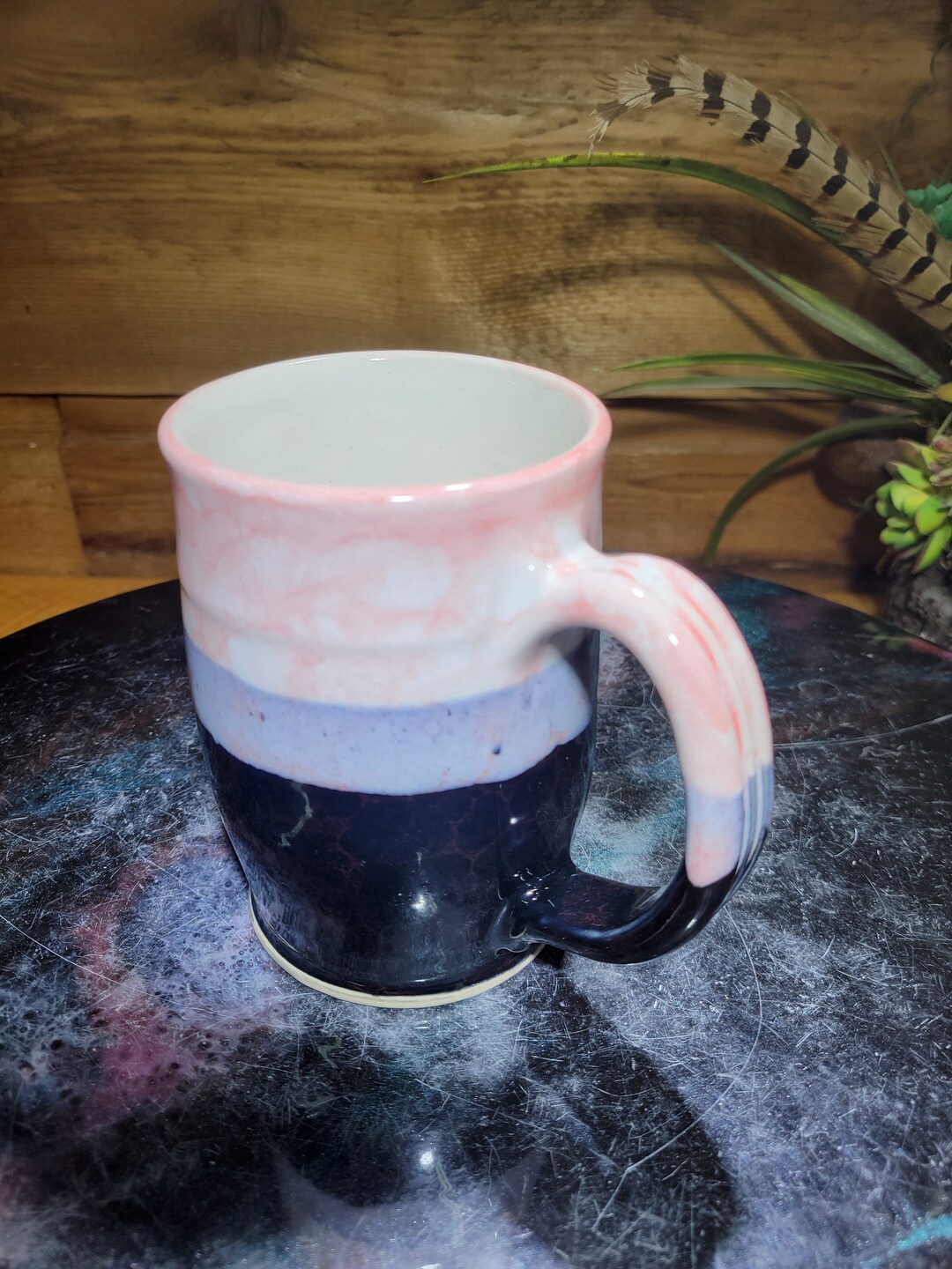 Red/white/black Multi Colored Pottery Mug 16 Oz - Etsy