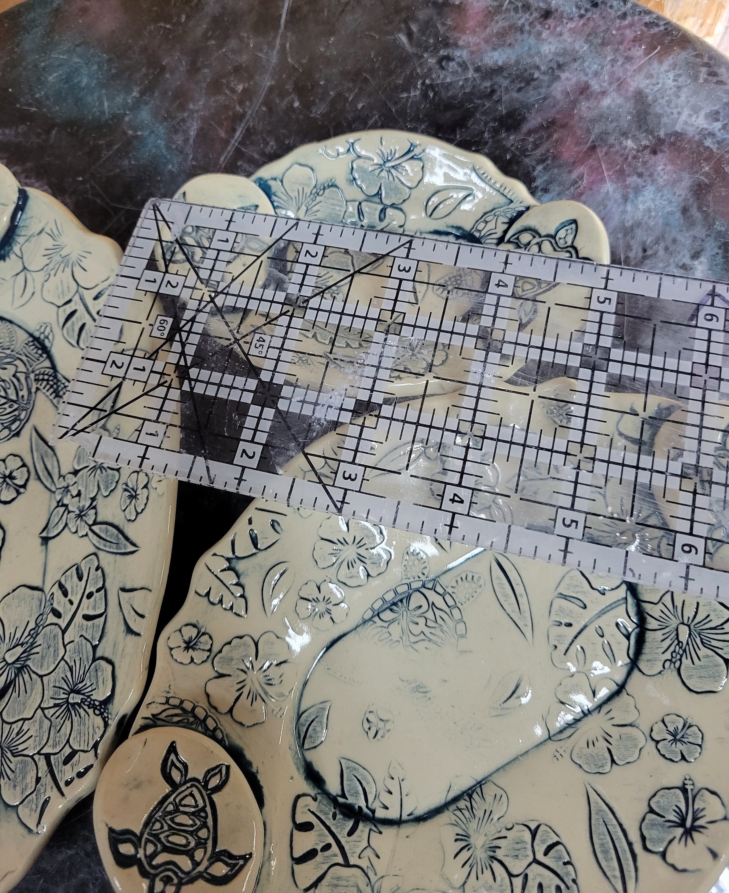 Hibiscus Flower Shaped Sea Turtle Nesting Plate Design Set of 3 - Etsy