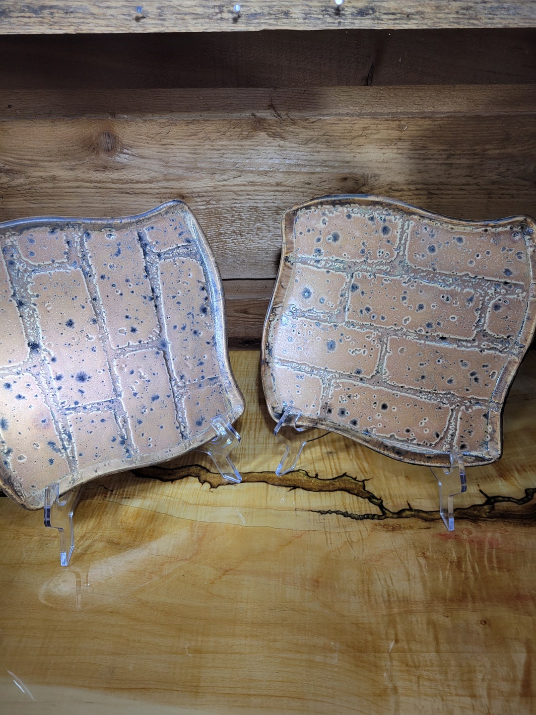 Spotted Brick Style Plate Set of 2 Serving Plates - Etsy