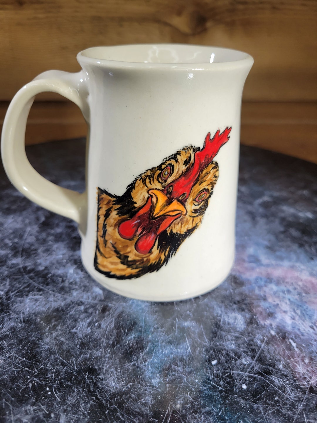Hen/ Chicken Pottery Mug Hand Painted - Etsy