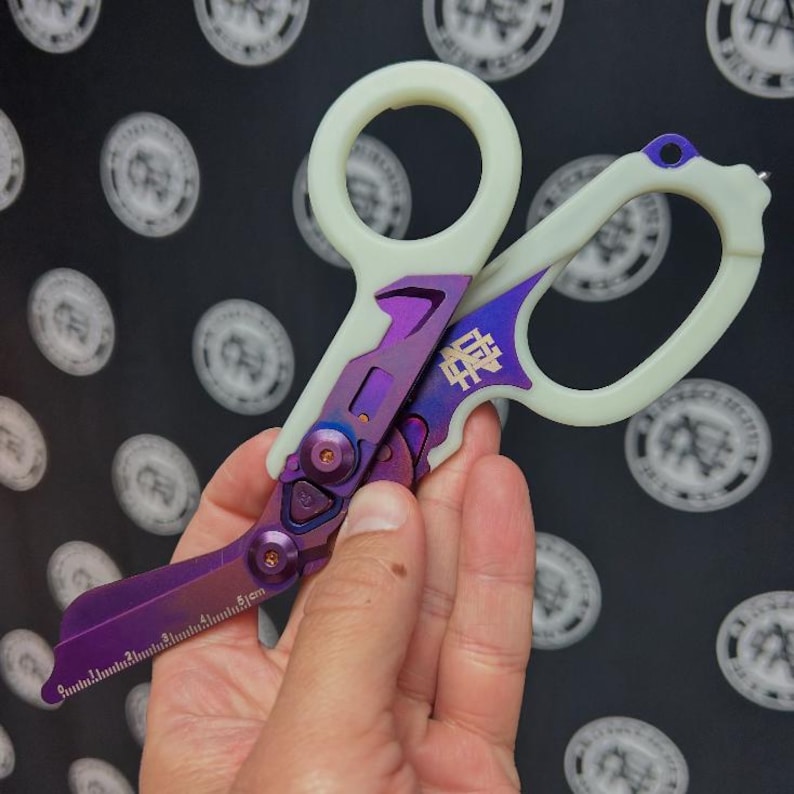 Folding Trauma Shears Purple - Personalized - 6 in 1 Tool, Stainless ...
