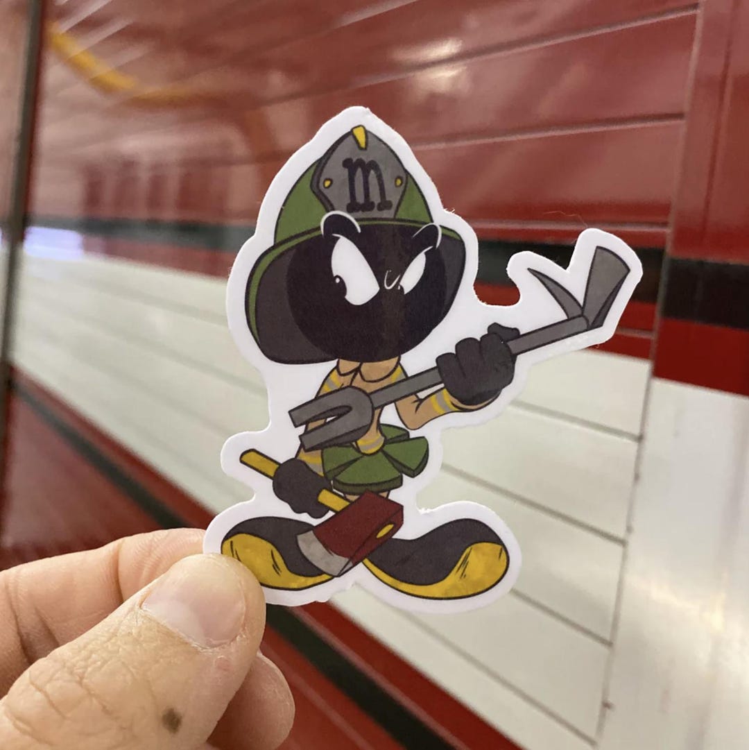 Firefighter Martian Sticker - Weather Resistant - UV Laminate - Matte ...