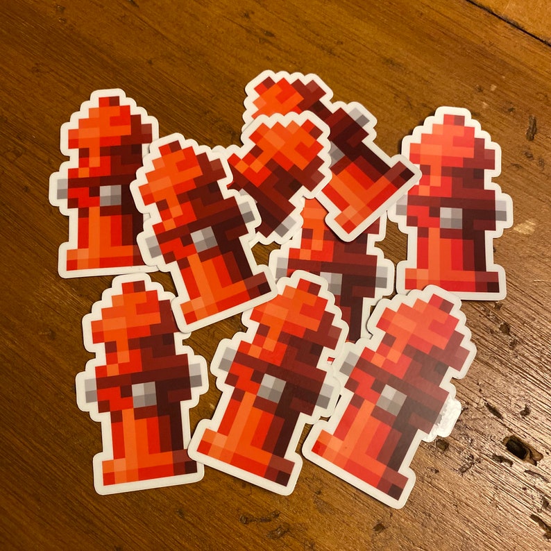 8-bit Fire Hydrant Vinyl Sticker | Etsy