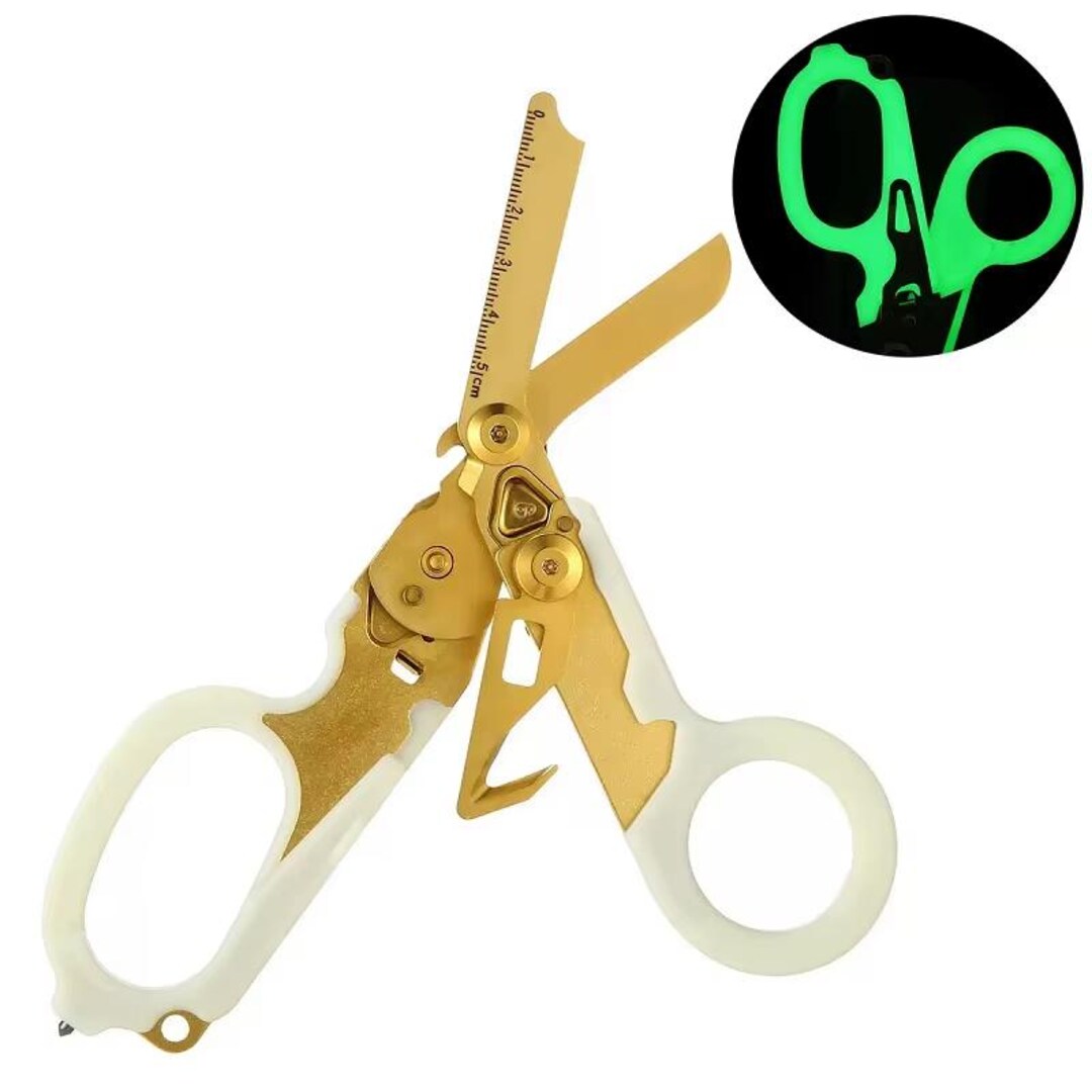Folding Trauma Shears Gold - Personalized - 6 in 1 Tool, Stainless ...