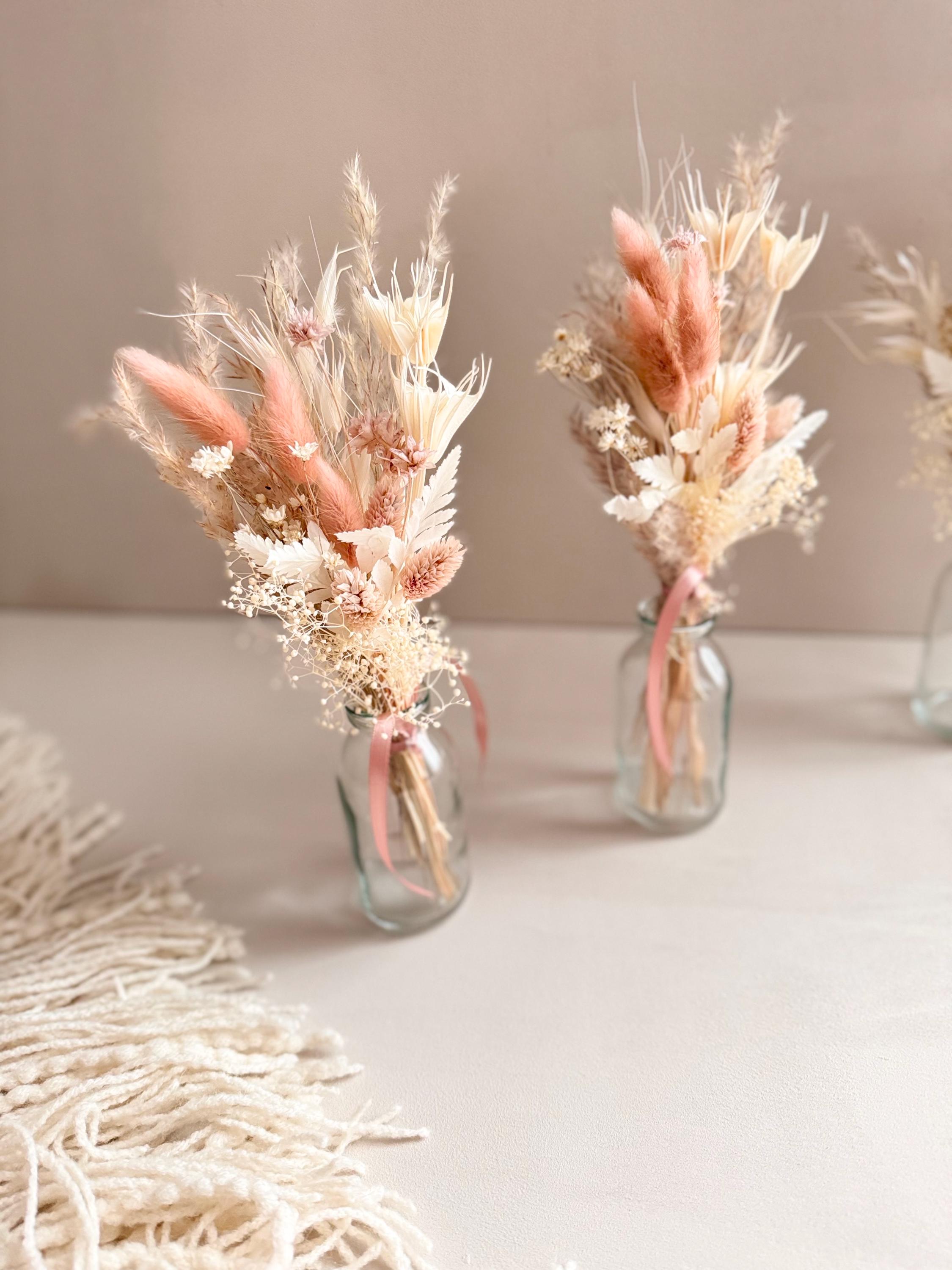 Mini Dried Flower Bouquet With Vase "peach, Blush & Honey" With Gift ...