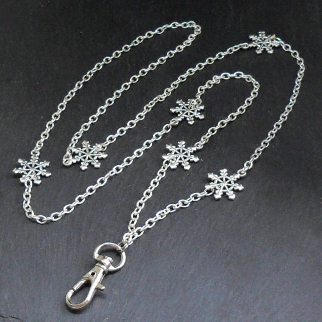 Silver Snowflake Lanyard: Winter ID Card Holder Necklace - Etsy