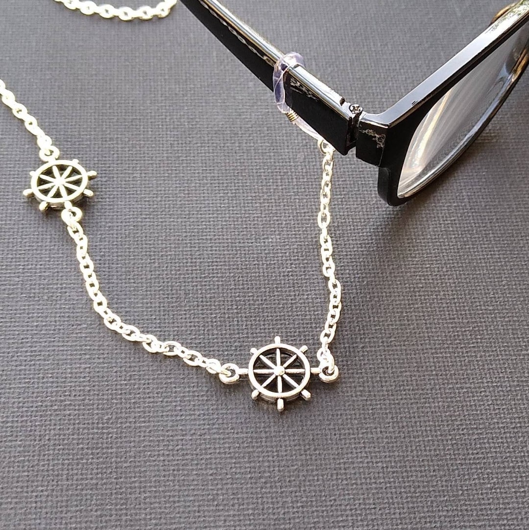 Ship's Wheel Eyeglass Chain ~ Nautical Gift ~ Reading Glasses Lanyard ...
