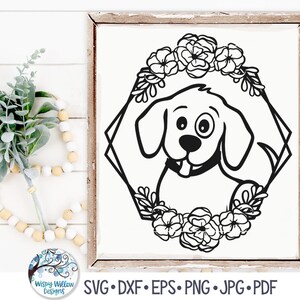Dog With Flowers SVG, Floral Dog Svg, Puppy Svg, Dog Sign Svg, Floral ...