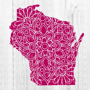Wisconsin SVG, Mandala Svg, DXF Pdf Png Digital Download File, Floral ...