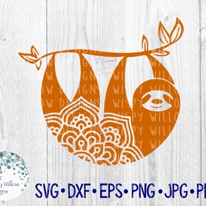Faultier Mandala SVG für Cricut, hängendes Faultier Zentangle Clip Art ...