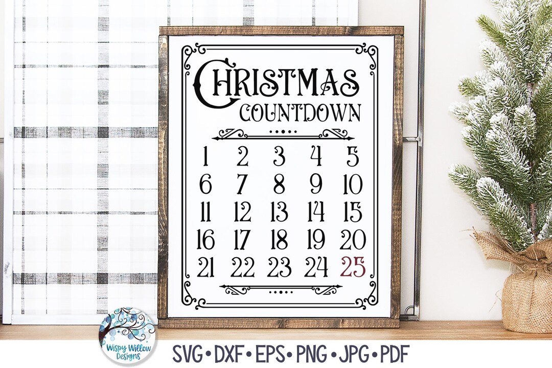 Christmas Countdown Calendar SVG for Cricut - Retro Art Deco Christmas ...
