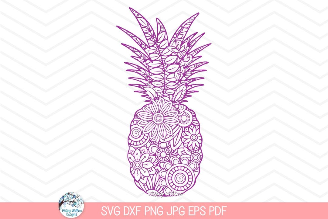 Pineapple Mandala SVG for Cricut, Pineapple With Flowers, Floral ...