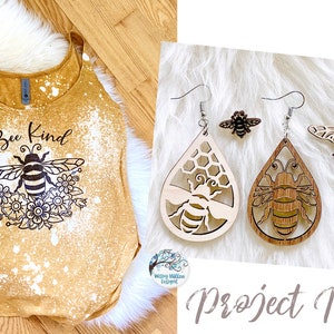 Bee Earring File for Laser Cutter, Summer Earring, Bumble Bee Dangle ...