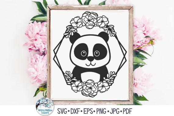 Panda with Flowers SVG Floral Panda Svg Panda Bear Svg | Etsy