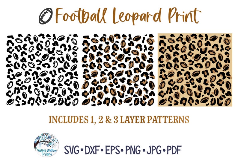 Football Leopard Print SVG Bundle for Cricut, Sports Animal Print PNG ...