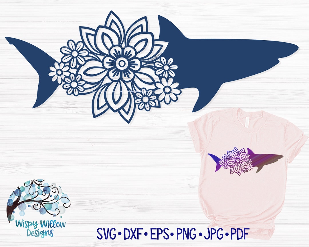 Floral Shark SVG, Shark Mandala Svg, Mandala Sea Animal Png, Summer ...