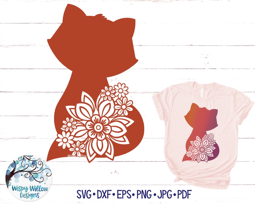 Floral Fox SVG, Fox With Flowers Svg, Cute Fox SVG, Fox Vinyl Decal ...