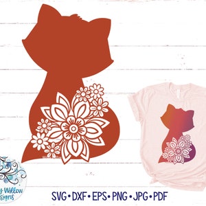Floral Fox SVG, Fox With Flowers Svg, Cute Fox SVG, Fox Vinyl Decal ...