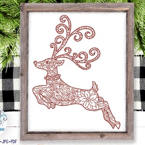 Reindeer Zentangle SVG, Christmas Reindeer Mandala SVG, Zentangle ...