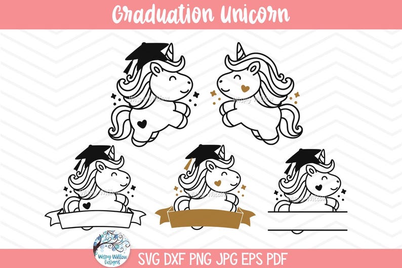Graduation Unicorn SVG File Bundle for Cricut, PNG, Personalized ...