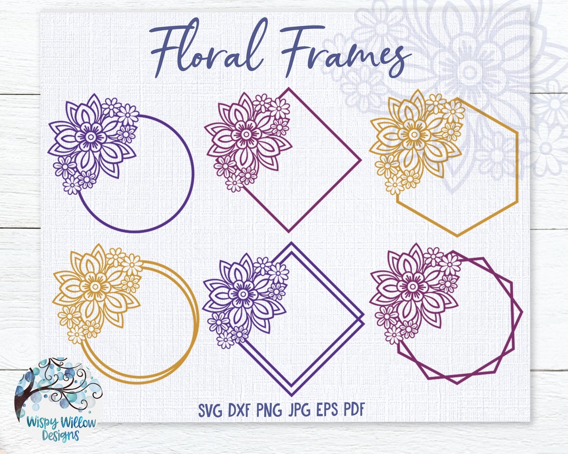 Floral Frames SVG Bundle Monogram Frame SVG Letter Frame - Etsy