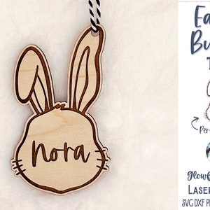 Easter Bunny Tag SVG File for Glowforge or Laser Cutter Personalized ...