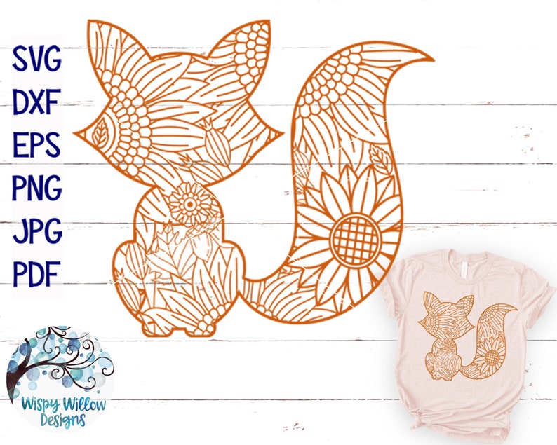 Fox Zentangle SVG, Fall Svg, Fall Fox Mandala Svg, Fox With Flowers ...