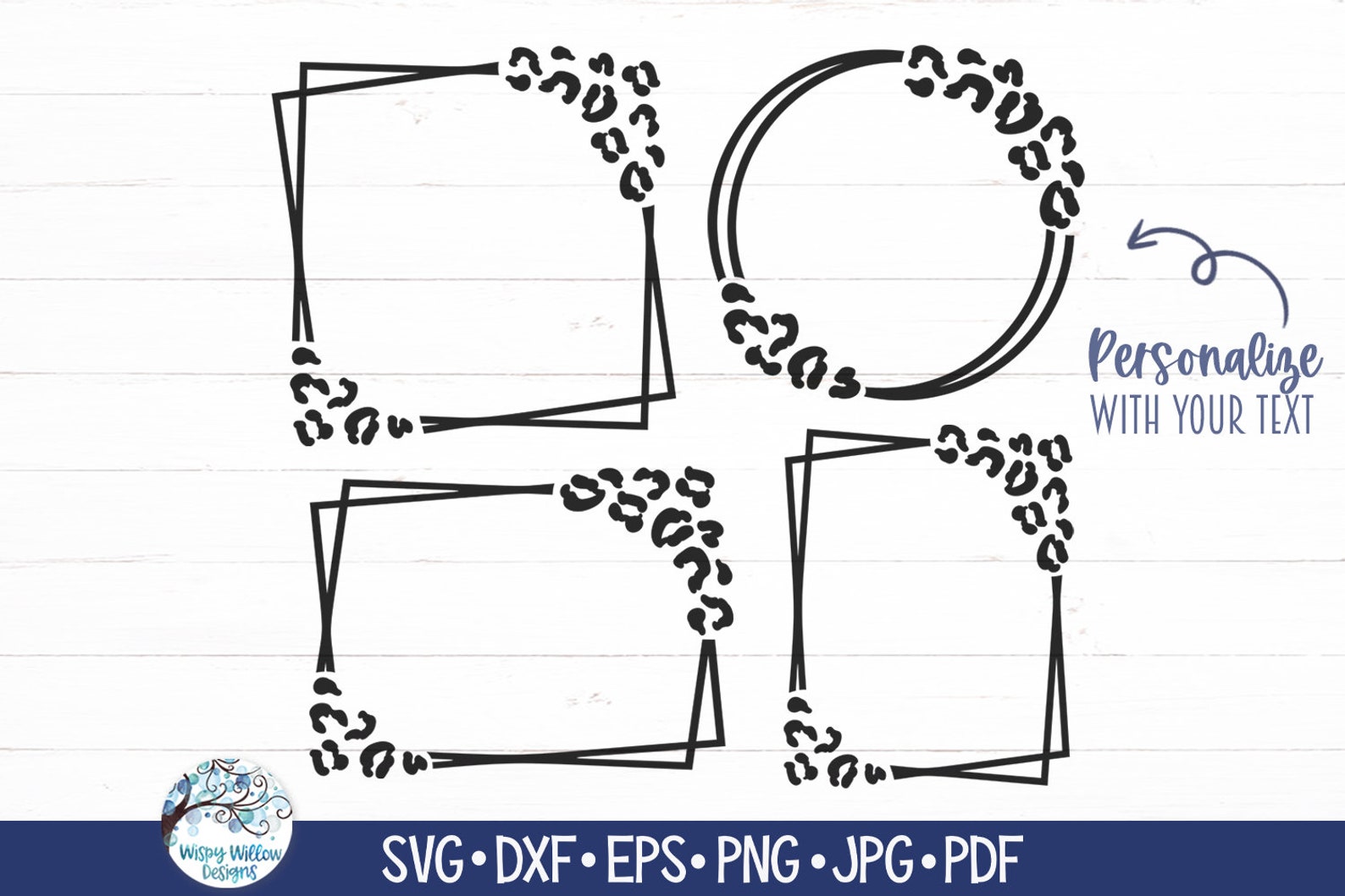 Leopard Print Frame SVG Bundle for Cricut, Animal Print Circle Border ...