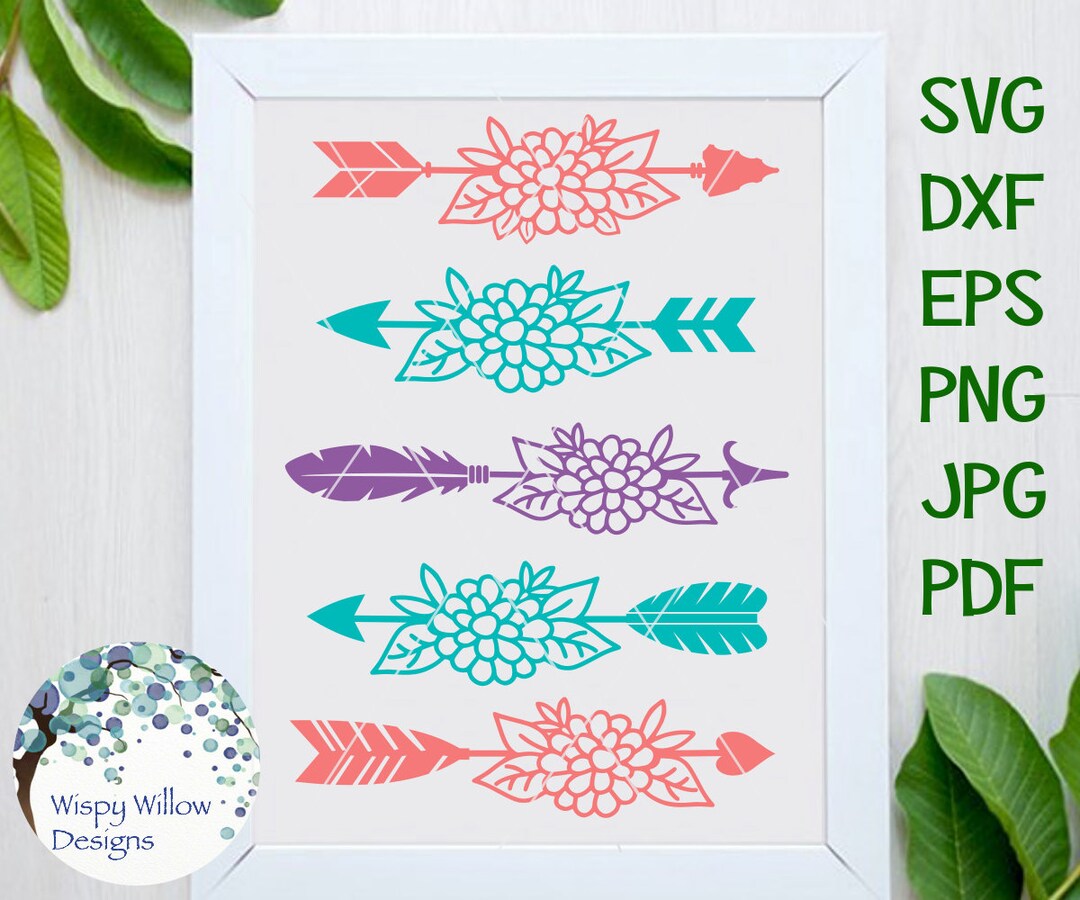 Floral Boho Arrow Bundle, SVG, DXF, PNG, Jpg, Eps, Flowers, Flower ...