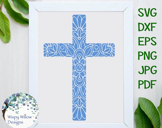 Ornate Cross, Swirl Clipart Vector Graphics Cut Files Mandala Svg Jpg ...