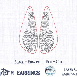 Monstera Earring SVG File for Glowforge or Laser Cutter, Summer Earring ...