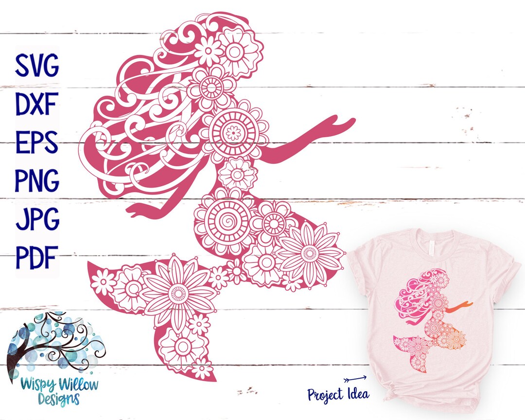 Mermaid SVG for Cricut, Beach Mandala, Mermaid Mandala, Floral Mermaid ...