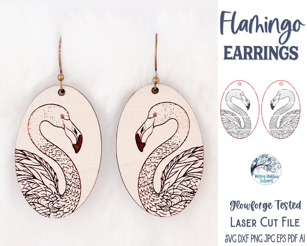 Flamingo Earring SVG File for Glowforge or Laser Cutter, Tropical Summer Earrings, Bird Jewelry ...