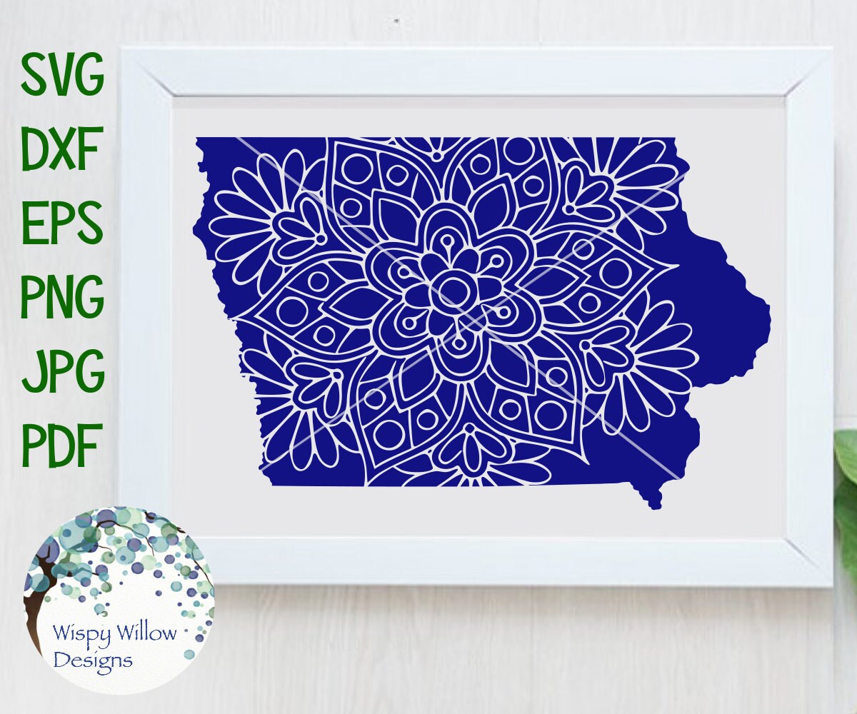 Iowa Mandala SVG IA Svg Iowa State Mandala Svg Mandala Iowa - Etsy