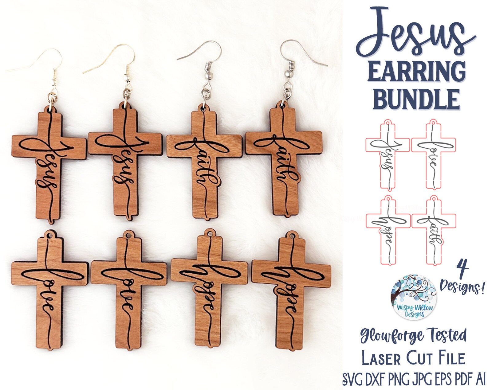 Jesus Earring File Bundle for Glowforge or Laser Cutter, Christian ...
