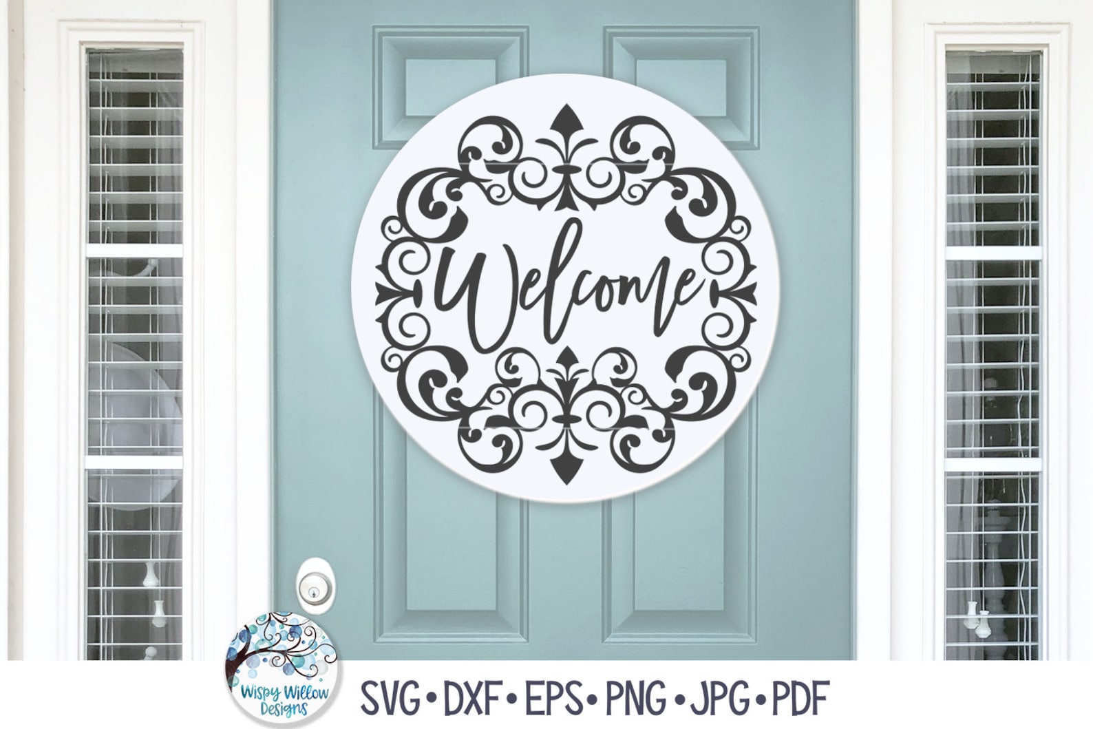 Welcome Sign Svg Elegant Front Door Sign Svg Round Welcome | Etsy